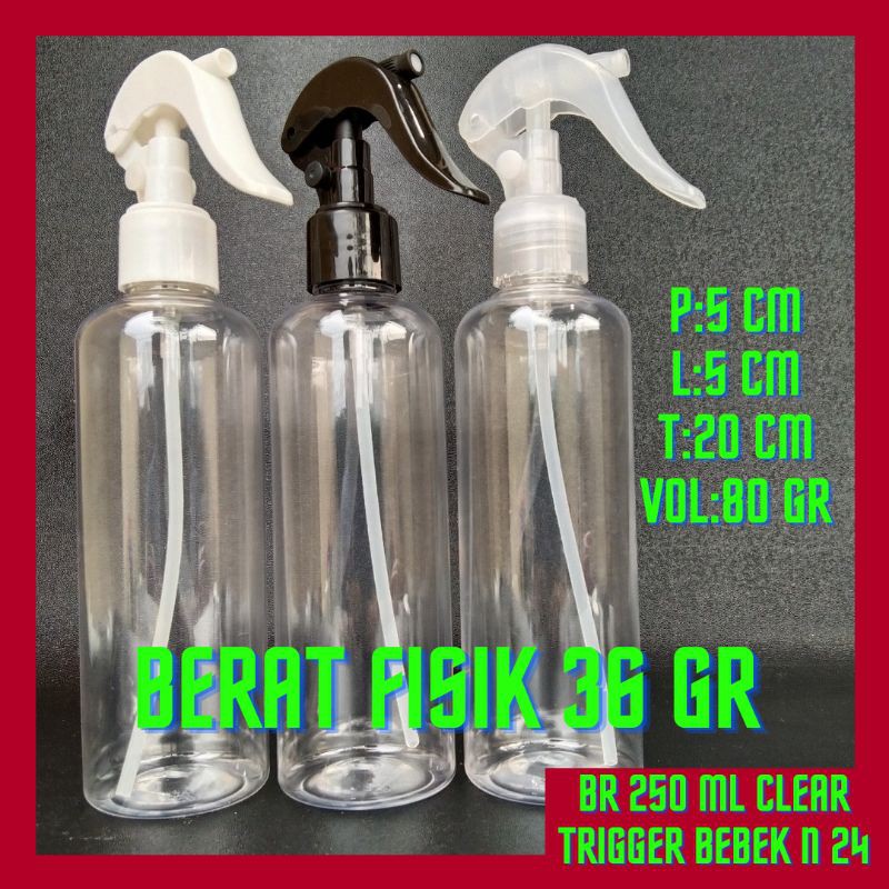 Jual botol 250ml clear trigger bebek tutup hitam putih clear | Shopee Indonesia