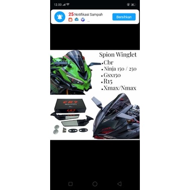Jual spion winglet simpel elegan kotak cbr ninja 150 250 gsx r15 xmax ...
