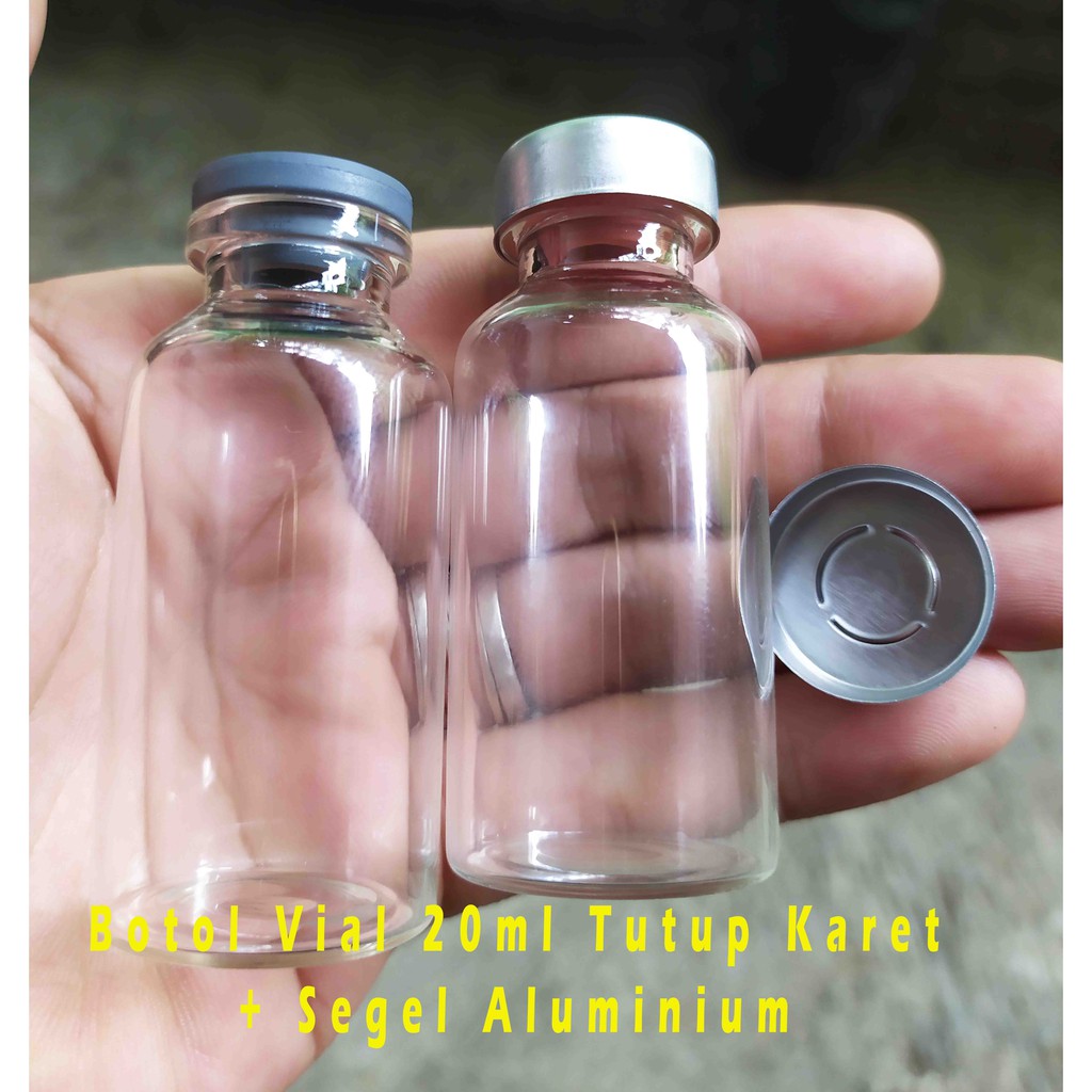 Jual Botol Kaca Vial Penicillin 20ml 20 ml + Tutup Karet + Segel ...