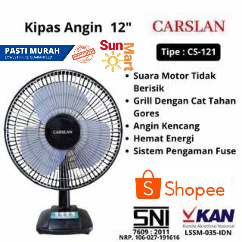Jual Kipas Angin Meja Carslan 12 inch CS-121 / Desk Fan Meja - Lantai ...