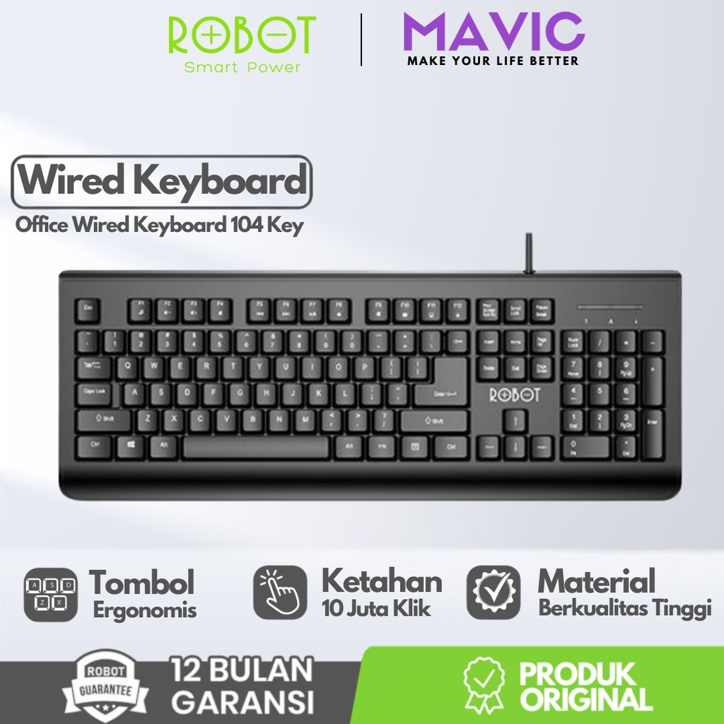 Jual ROBOT RK20 Keyboard Berkabel / Portable Mini Office Wired Keyboard ...