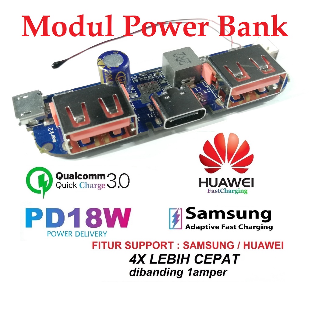 Jual modul power bank QC 3.0 + PD power delivery fast charging hp ...