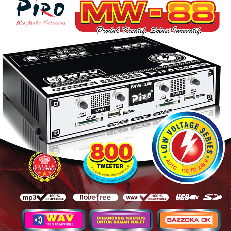 Jual (Bonus suara panggil) Ampli walet PIRO MW 88 ampli 2 player 4 channel gedung walet MURAH ...