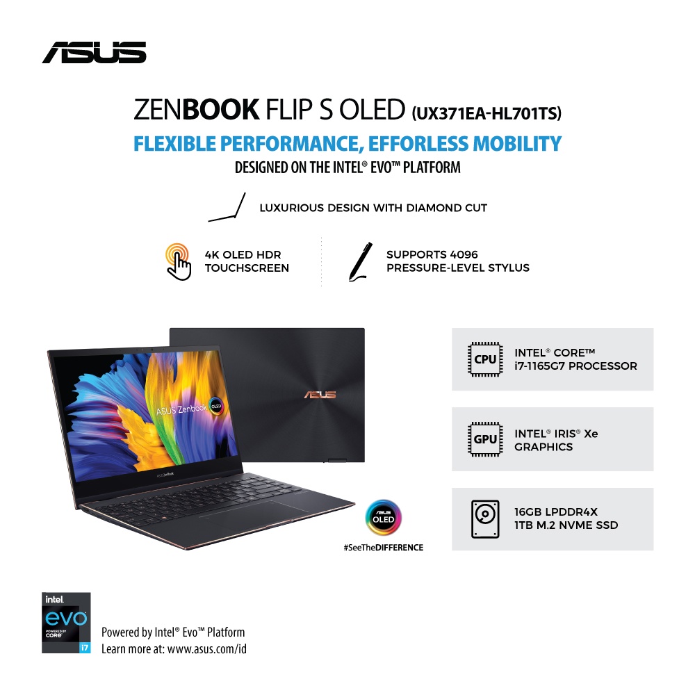 Jual ASUS ZenBook Flip S UX371EA HL701TS i7 1165G7 16GB 1TB OHS TOUCH ...