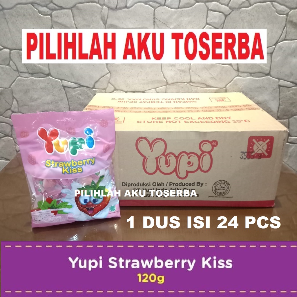 Jual YUPI STRAWBERRY KISS 120 gram - ( HARGA 1 DUS ISI 24 BUNGKUS ) | Shopee Indonesia