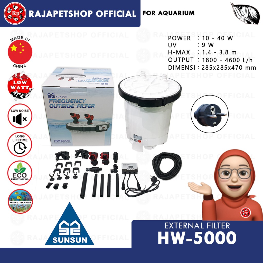 Jual ( EXTERNAL FILTER ) SUNSUN HW 5000 CANISTER EKSTERNAL KOLAM TAMAN AQUARIUM AQUASCAPE ...