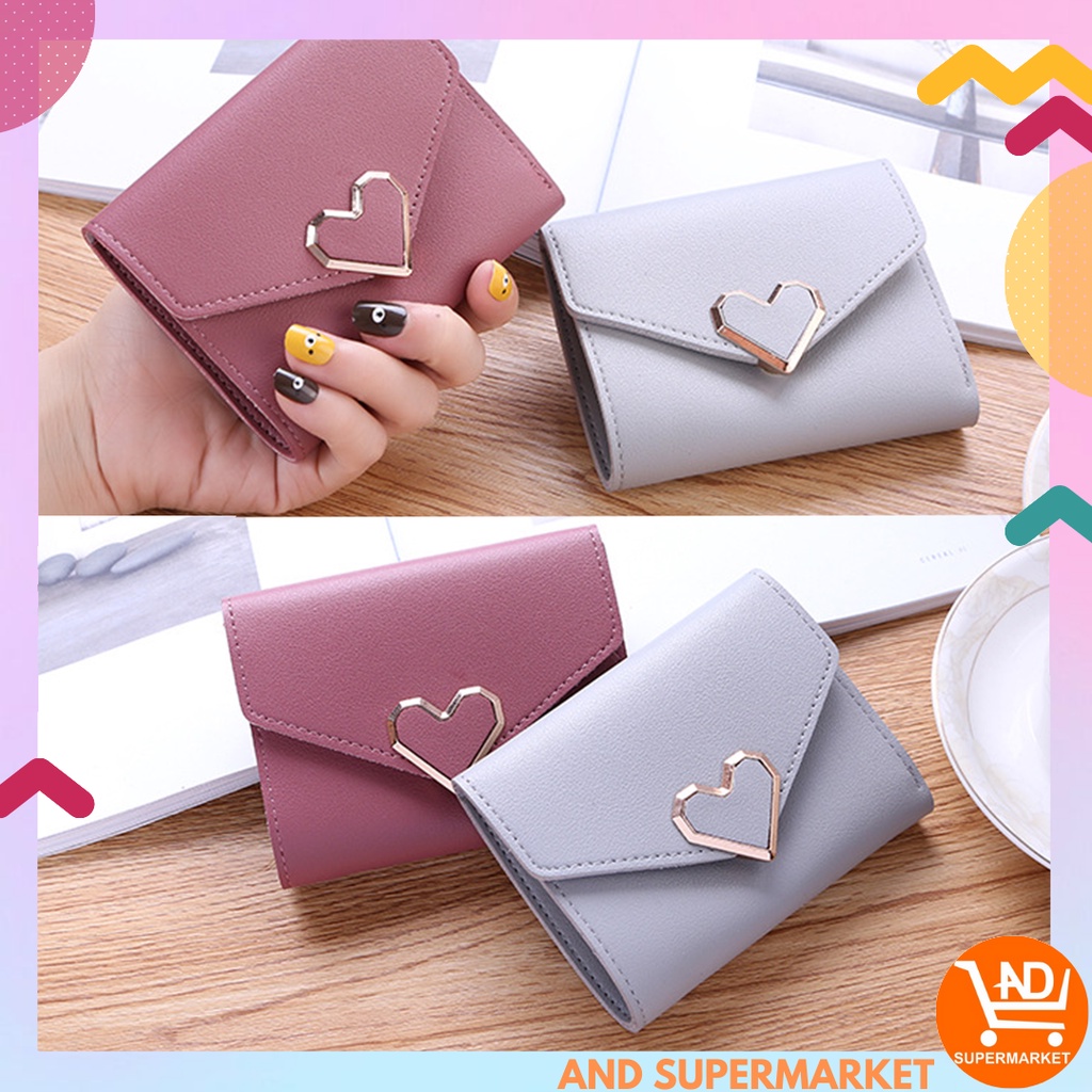Jual Dompet Lipat Wanita Improt Love Kulit PU Dompet Perempuan Murah Fashion Korea Style D21 ...