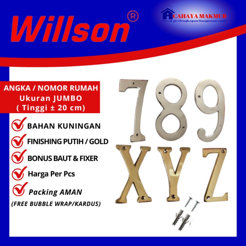 Jual NOMOR RUMAH / ANGKA RUMAH /ANGKA TEBAL / HURUF WILLSON A-Z 0-9 19 ...