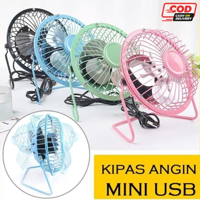Jual Kipas Angin Mini USB Bahan Besi Plastik Kipas Meja Mini USB Fan ...