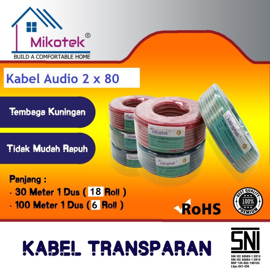 Jual Kabel Listrik Audio Monster Transparan 2x80 30M Full MIKOTEK ...