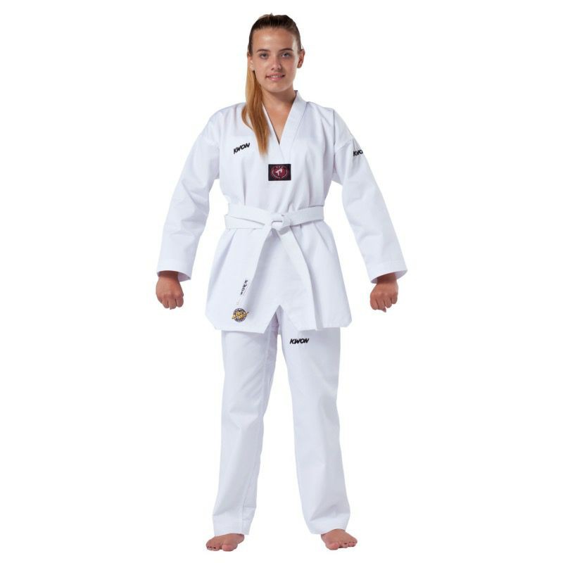 Jual DOBOK SERAGAM TAEKWONDO KWON CLUB LINE KERAH PUTIH BAJU TAEKWONDO ...