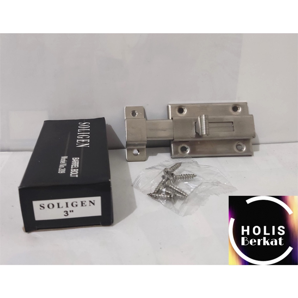 Jual Grendel Slot Selot Pintu Kamar Mandi 3" Stainless Steel Soligen ...