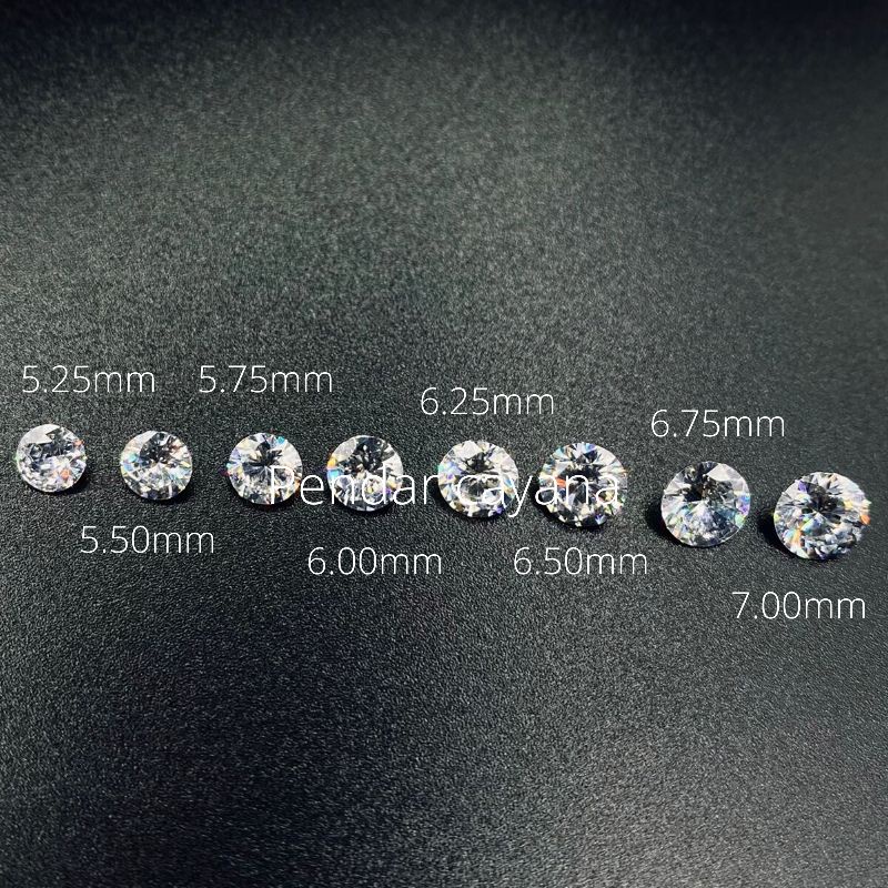 Jual batu permata sirkon AAA / A3 cubic zirconia 5.25 mm - 7 mm round white / GRAM | Shopee ...