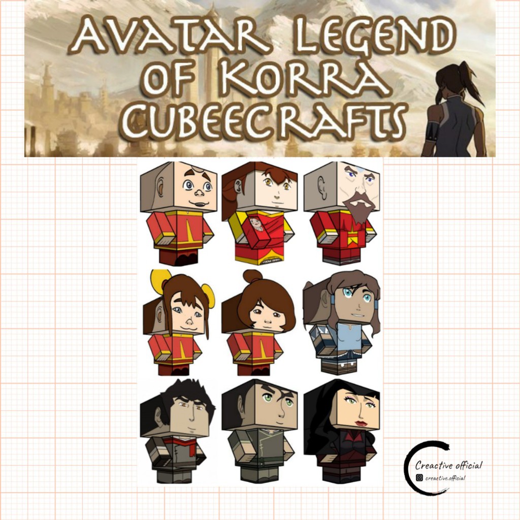 Jual MAINAN EDUKASI 14 KARAKTER AVATAR THE LEGEND OG KORRA PAPER TOY 3D ...