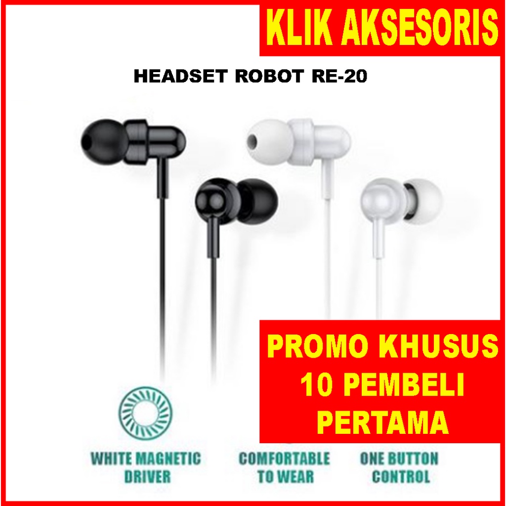Jual ROBOT RE20 Earphone Handsfree Headset Robot RE 20 Bass Original ...