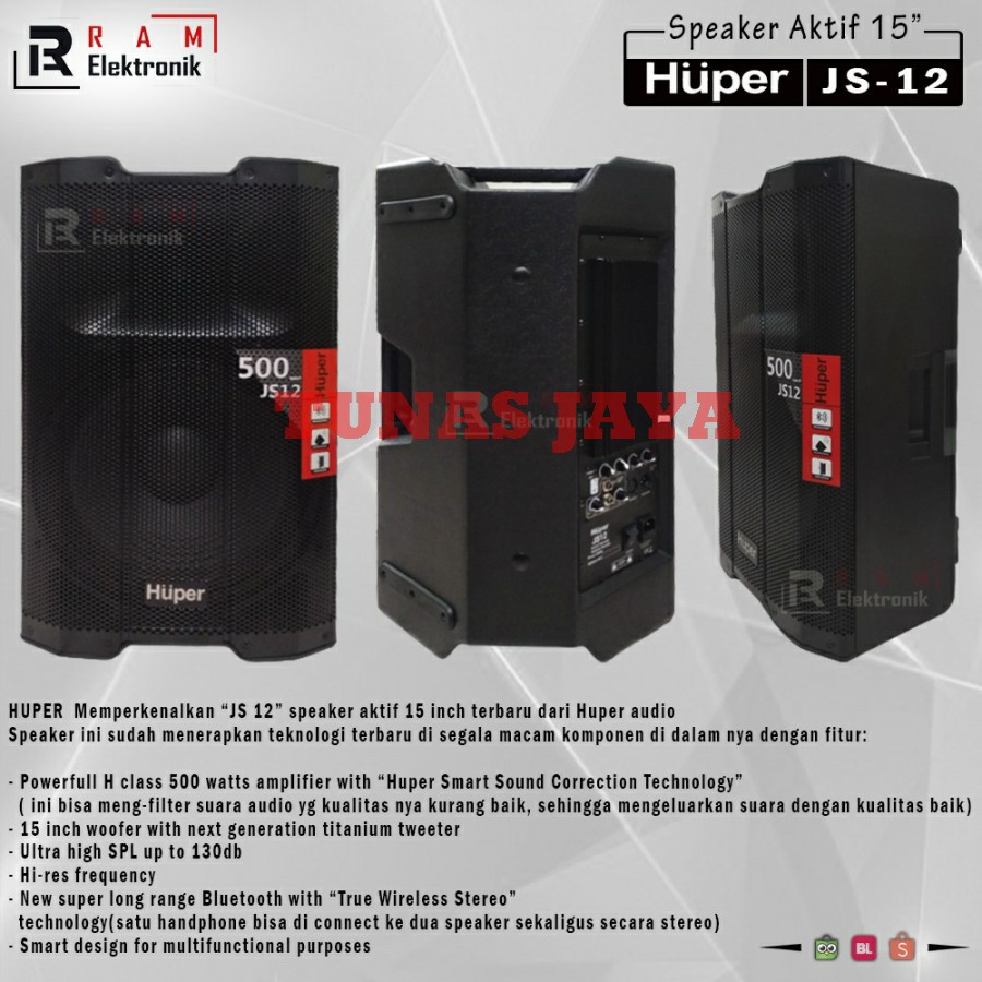 Jual Speaker Aktif 15" Huper JS12 Active Speaker 15 Inch JS 12 (1 Pcs ) | Shopee Indonesia