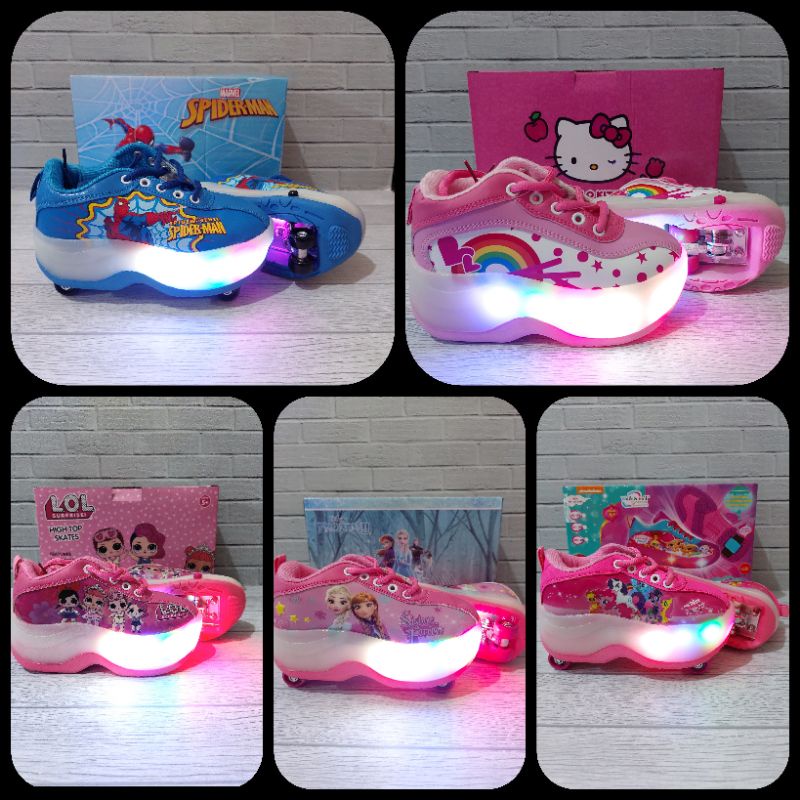 Jual Sepatu Roda LED karakter anak Roda 4 / Roller Shoes 4 Roda LED ...