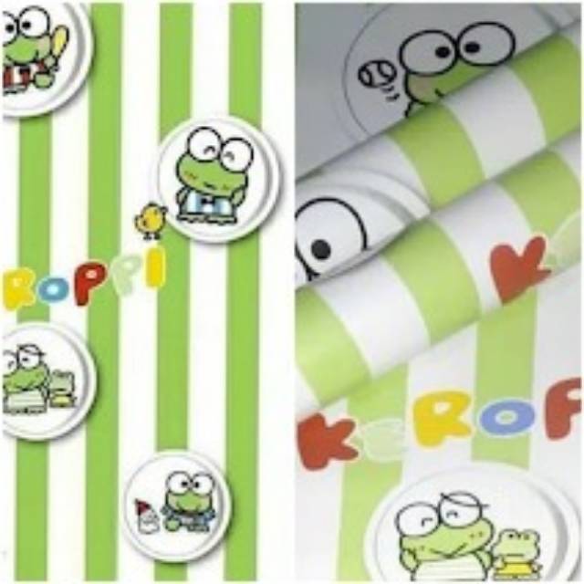 Jual Palibg Murah Wallpaper Sticker Garis Hijau Putih Kartun Anak Keropi Lucu Imut | Shopee ...