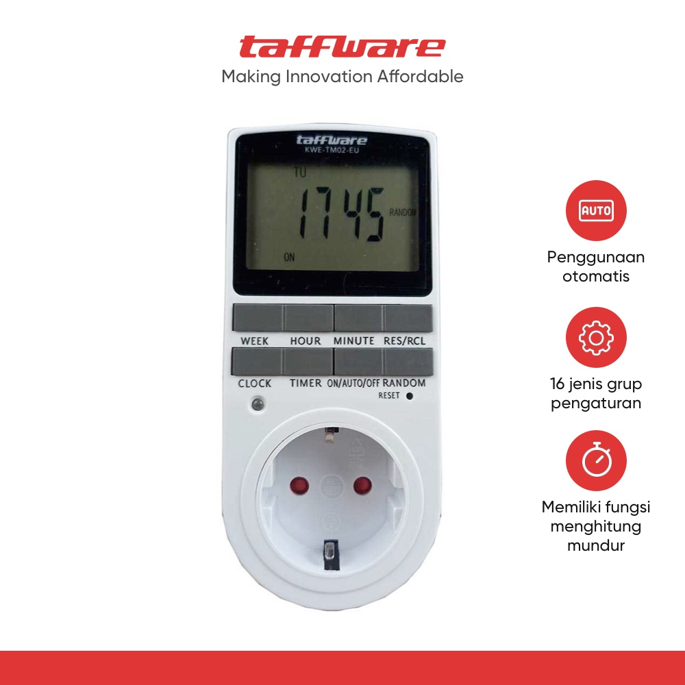 Jual Taffware Stop Kontak Digital Timer Switch Programmable Timing - KWE-TM02-EU - White ...