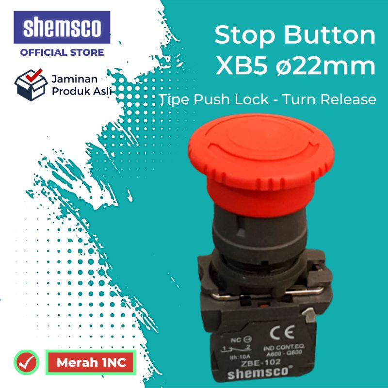 Jual 22mm Emergency Stop Button Tombol Lock Turn Release XB5-AS-542 ...