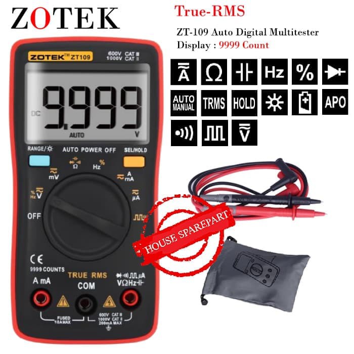 Jual Zotek ZT109 Multitester Multimeter Digital 9999 count Auto ...