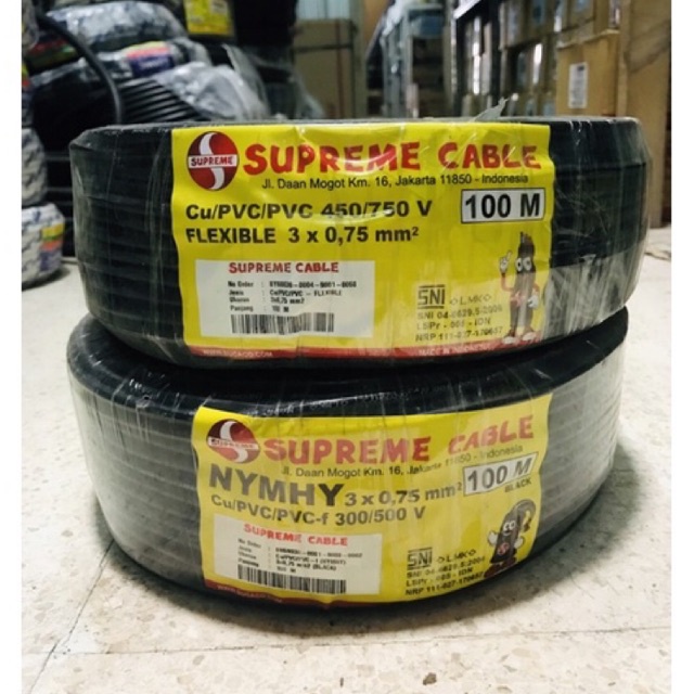 Jual KABEL SERABUT/NYYHY SUPREME 3x0,75mm panjang 100 meter | Shopee Indonesia