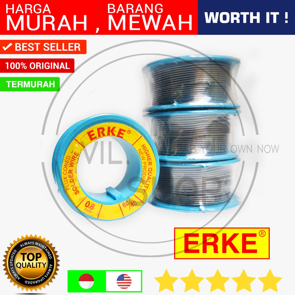 Jual SOLDERTIN ERKE TALI KAWAT TIMAH SOLDER TIN LISTRIK ROLL GULUNG ...