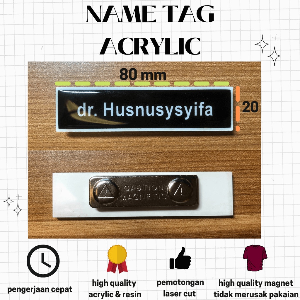 Jual Premium Name Tag Acrylic Magnet / Name Tag Dada Magnetik | Shopee ...