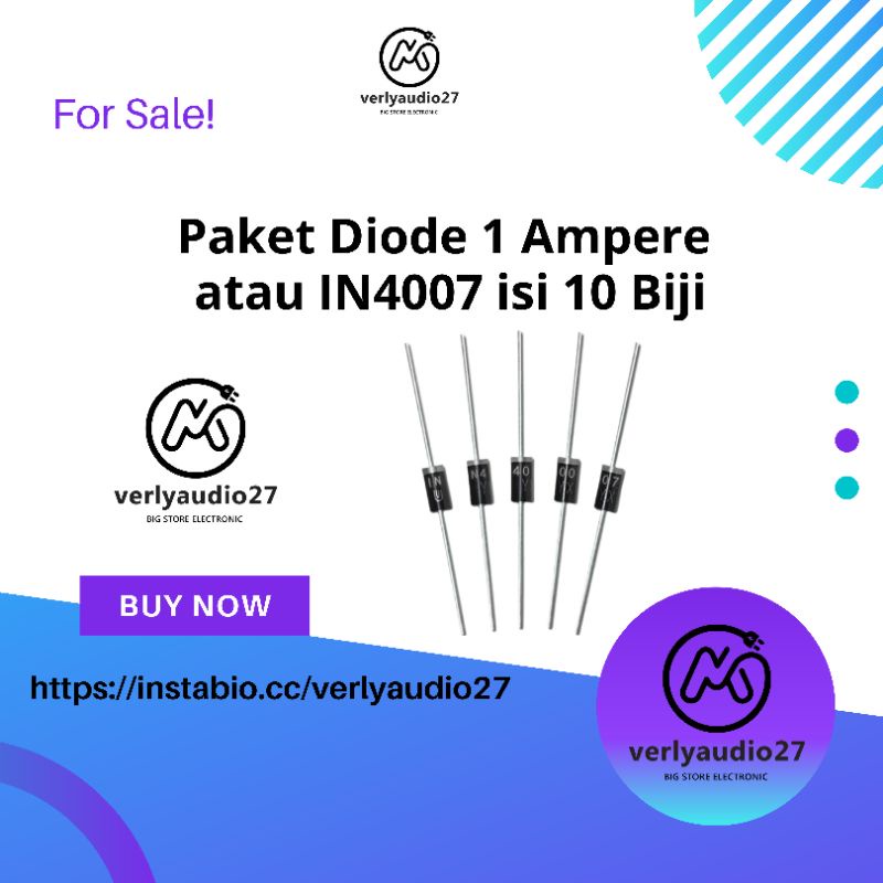 Jual Paket 10 Biji Diode 1 Ampere Dioda 1 Amper 10 Pcs IN4007 Dioda ...