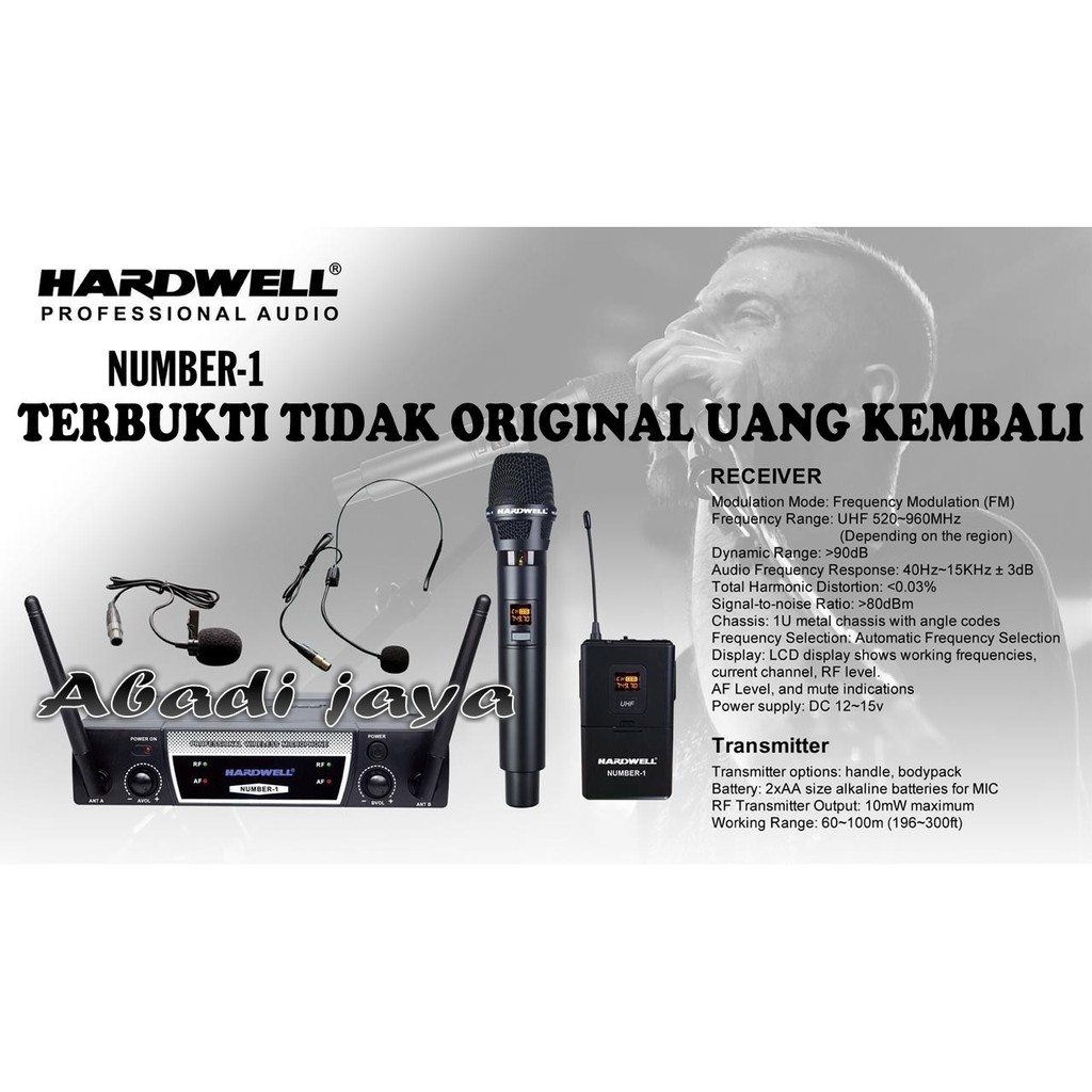 Jual Mic Wireless HARDWELL NUMBER1 / NUMBER 1 ORIGINAL Pegang Jepit ...