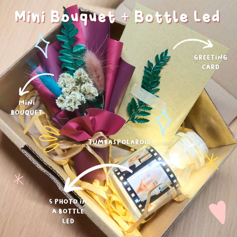 Jual [TP] GIFT BOX MINI BOUQUET, PHOTO IN A BOTTLE LED - HADIAH WISUDA ...