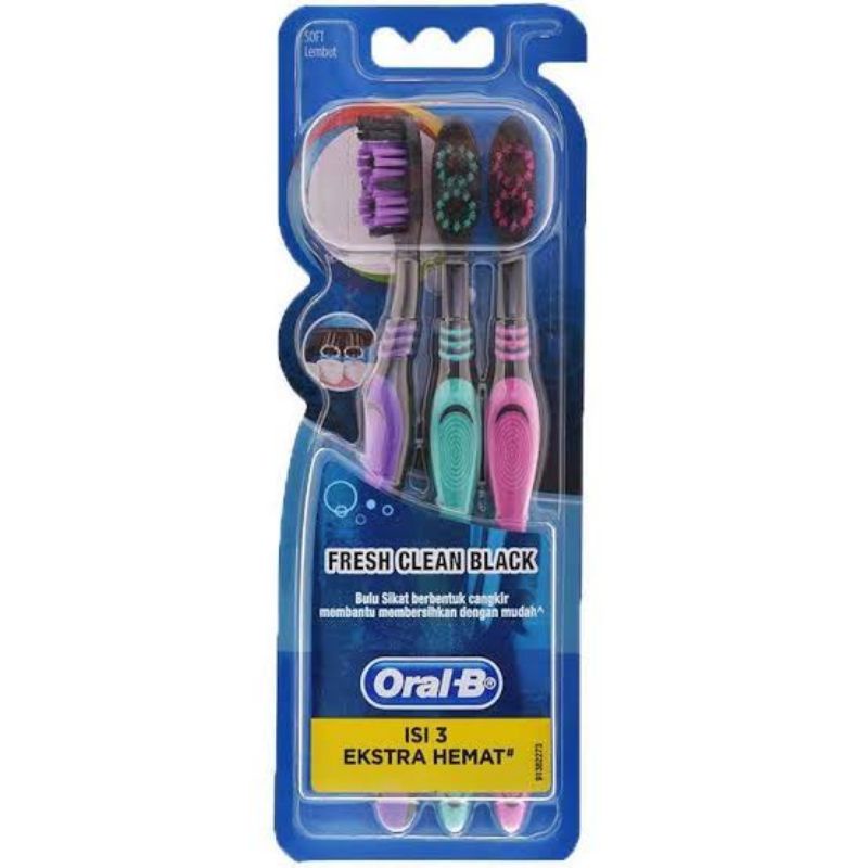 Jual Oral B Fresh Clean Black Soft isi 3 pc | Shopee Indonesia