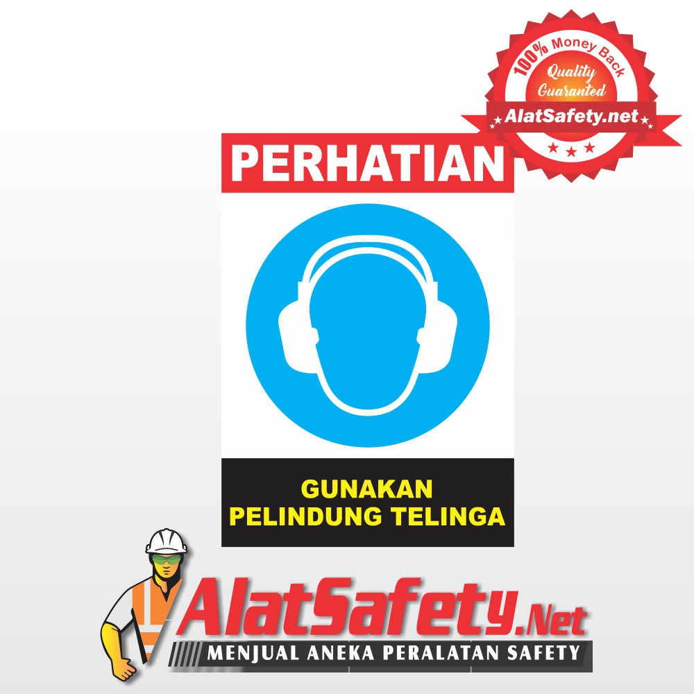 Jual Sticker Safety Gunakan Pelindung Telinga Ukuran A4 | Shopee Indonesia