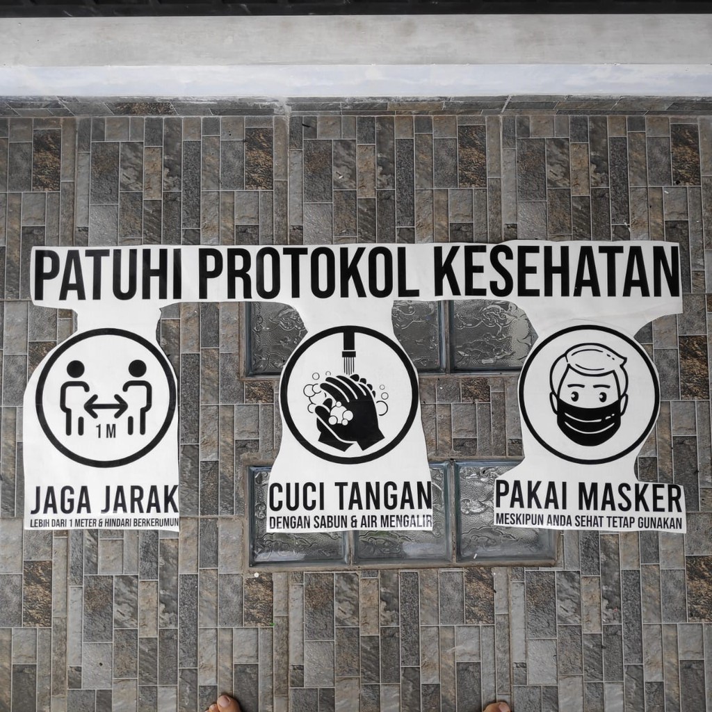 Jual Cutting stiker sticker protokol kesehatan/jaga jarak | Shopee ...