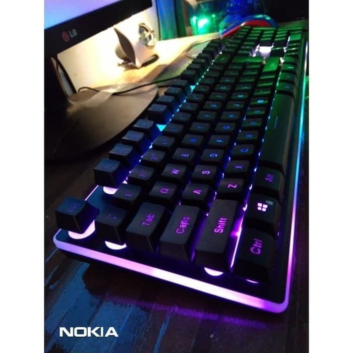 Jual Nyk KR-301 Underglow Full Metal Plate Gaming Keyboard Usb RGB ...
