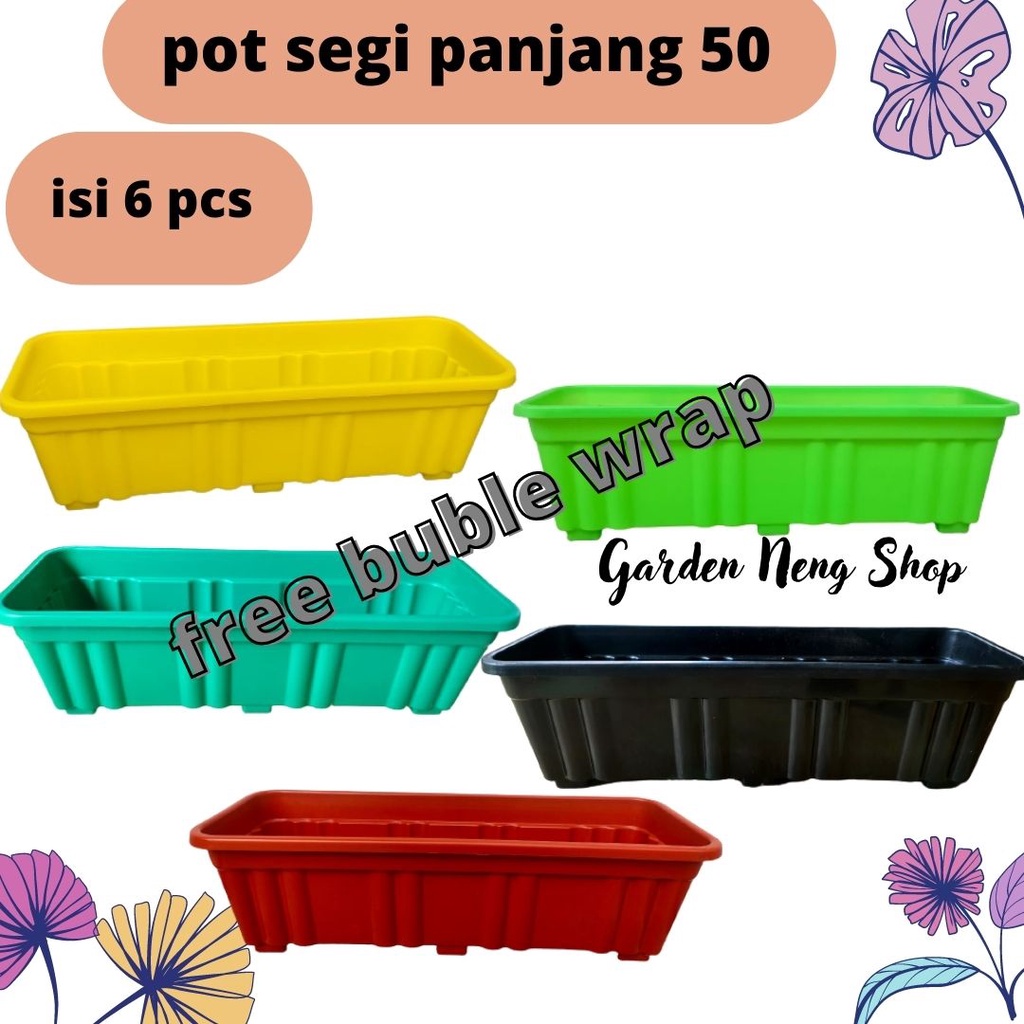 Jual ( PAKET 6 PCS ) SEGI PANJANG ALPEN 50 pot bunga kotak segi panjang ...