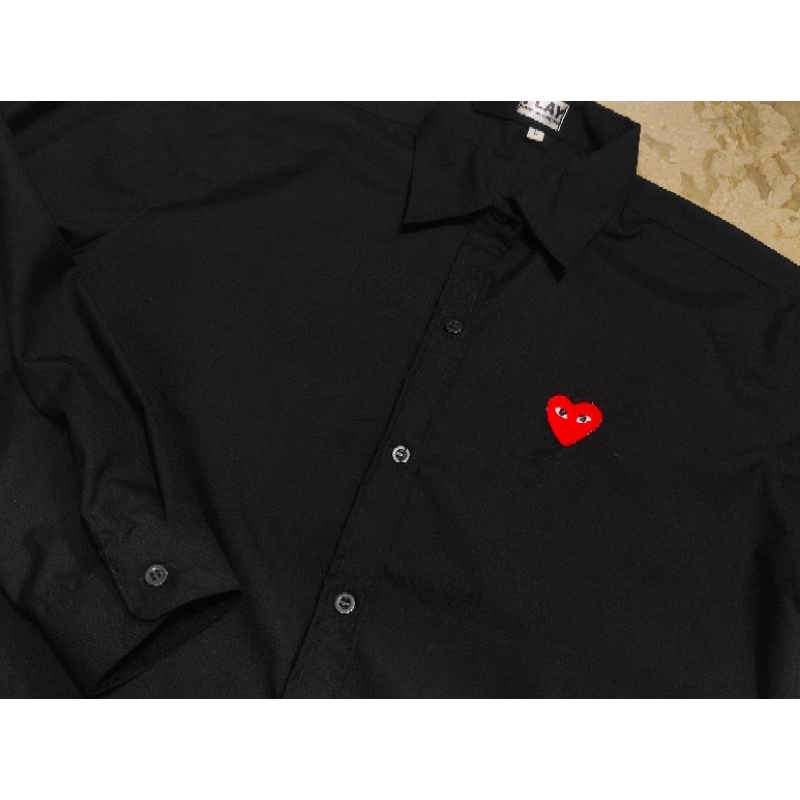 Jual Kemeja CDG PLAY Putih dan Hitam Cowok SHIRT FOR MEN Heart Hati ...