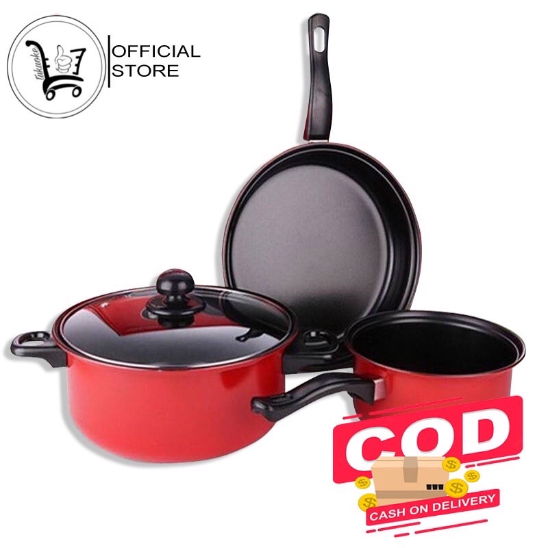 Jual PANCI SET POT BLUE / PINK 3IN 1 ANTI LENGKET PANCI ISI 3 TUTUP KACA PANCI SET POT ...