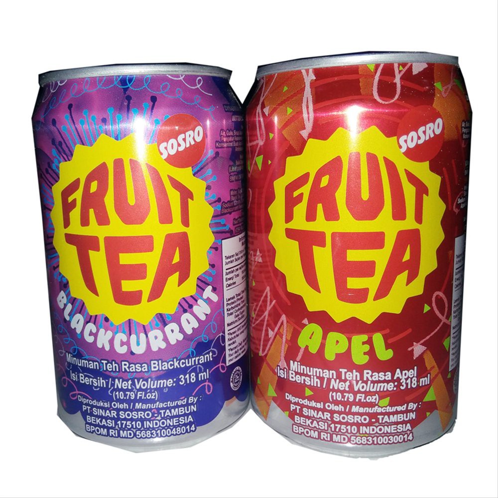 Jual FRUIT TEA Kaleng 318 ml teh kalengan frute apel blackcurant sosro ...