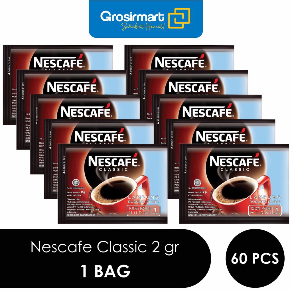 Jual nescafe classic 2 gr | 1 BAG (60 pcs) | Shopee Indonesia