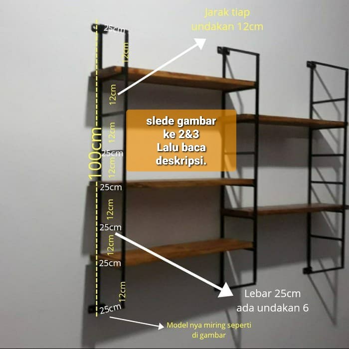 Jual rak siku besi tempel tembok 6 susun - Lebar 20cm | Shopee Indonesia