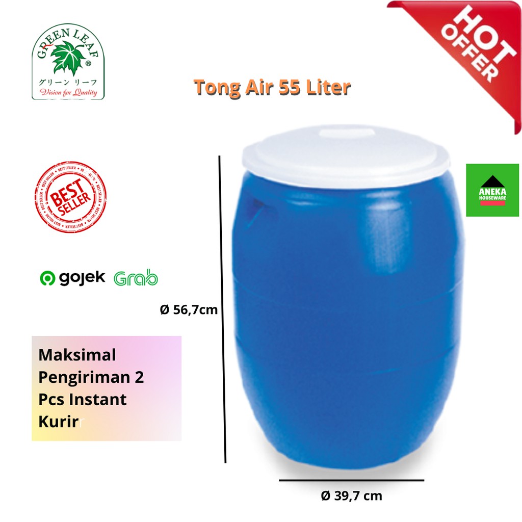 Jual Tong Air Biru 55 Liter 0506 Green Leaf Dengan Tutup | Shopee Indonesia