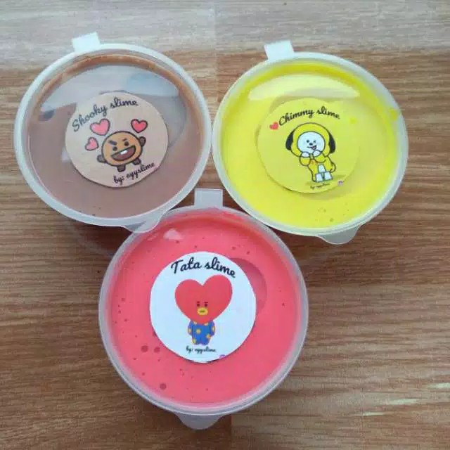 Jual Paket bt21 slime (dapat 3 cup sesuai gambar) slime s MKC | Shopee ...