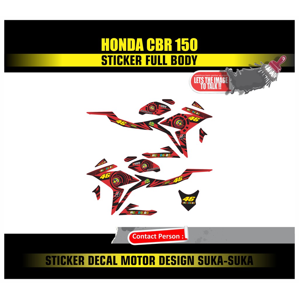 Jual decal cbr 150r facelift full body Sticker cbr 150 r helm vr46 ...