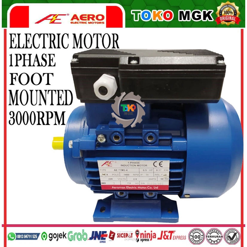 Jual AERO 1PHASE 1.5KW 2HP 2P B3 ELECTRIC MOTOR SINGLE PHASE | Shopee Indonesia