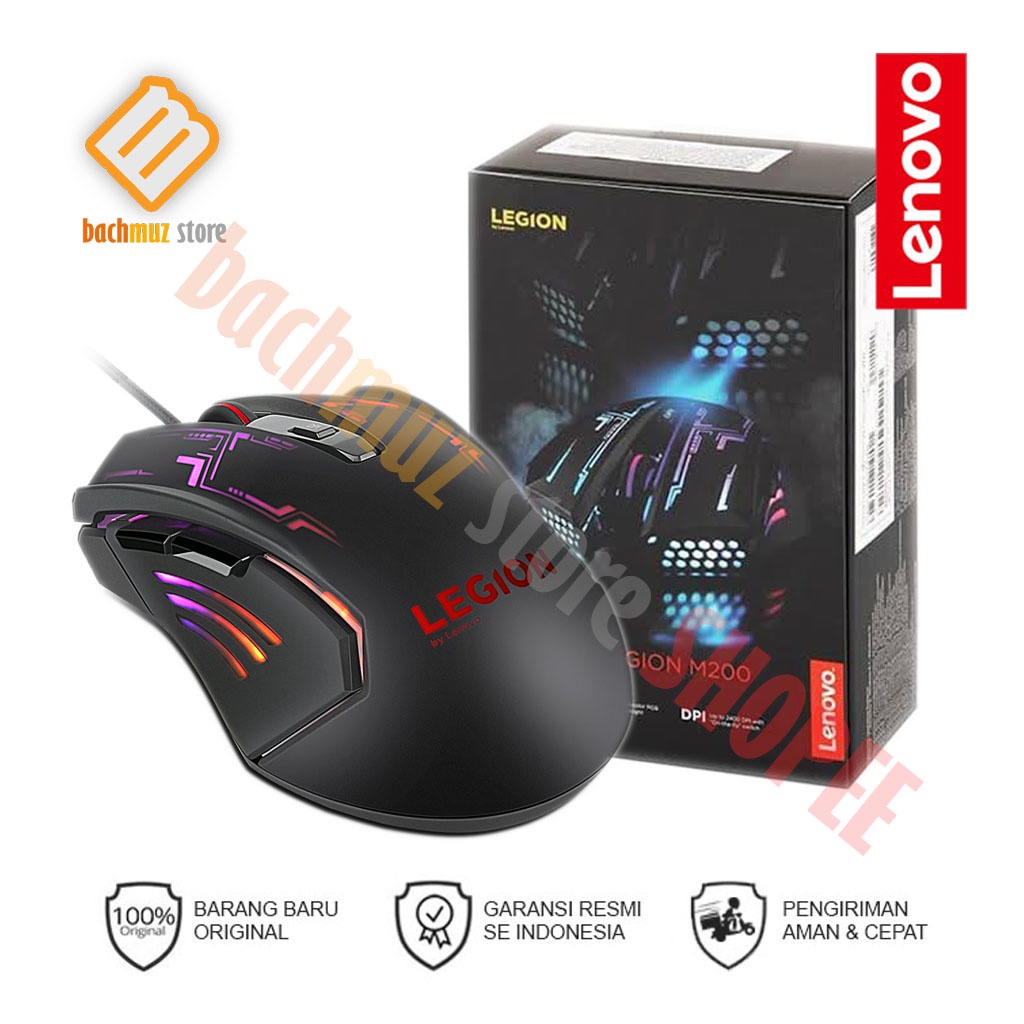 Jual Lenovo Legion M200 Gaming Mouse RGB 2400DPI dengan 6 Tombol ...