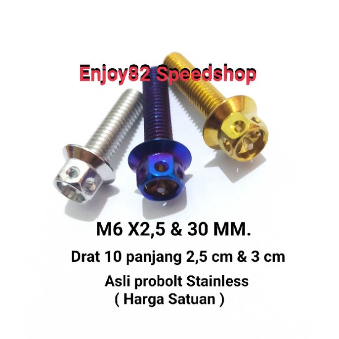 Jual Baut Pb Probolt M6 Drat 10 Panjang 2,5 Cm & 3 Cm stainles stel Harga satuan | Shopee Indonesia