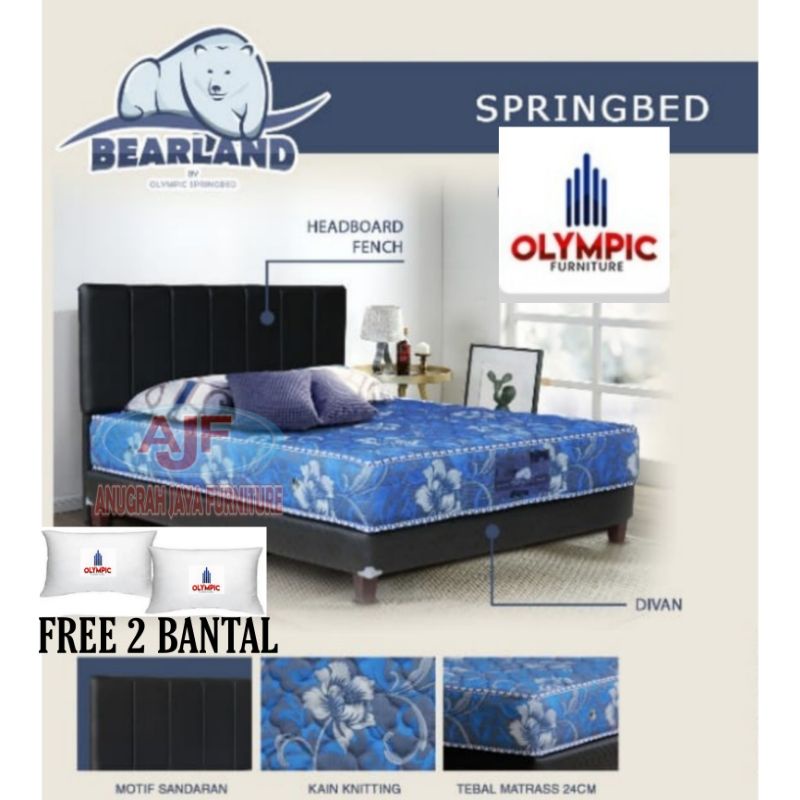 Jual Olympic Springbed Bearland Type Sloth Full set Divan Sandaran ...