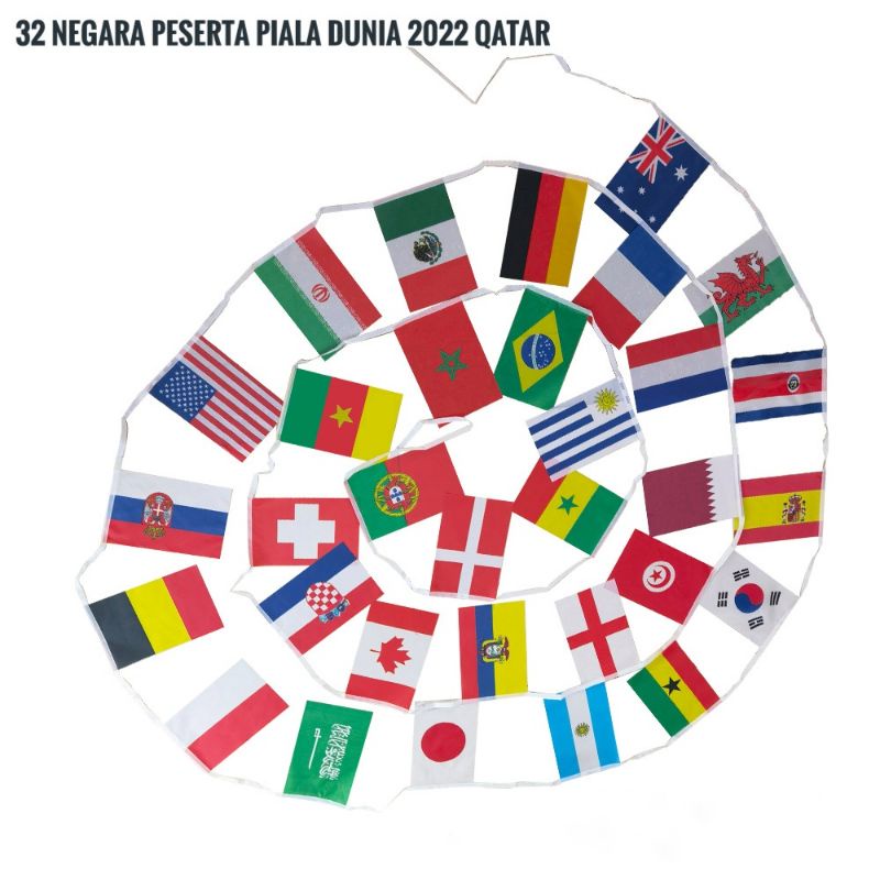 Jual Bendera 32 Negara Peserta Piala Dunia Qatar 2022 Dekorasi Cafe ...