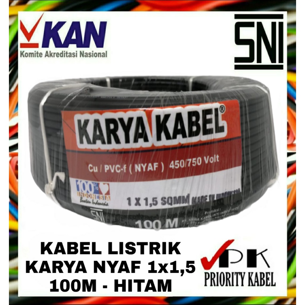 Jual Kabel Listrik Serabut KARYA NYAF 1x1,5 1x1.5 100 meter (100m) | Shopee Indonesia
